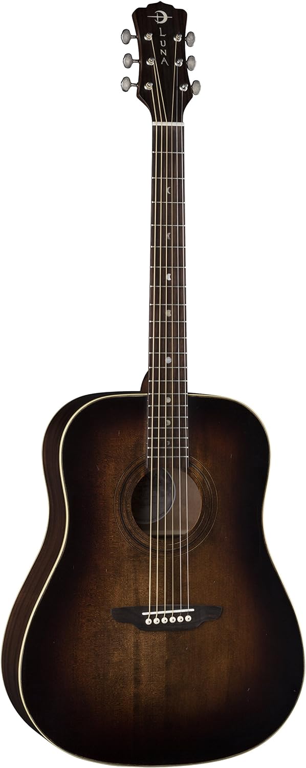 Luna 6 String Art Vintage Dread Solid Top Distressed Acoustic Guitar V