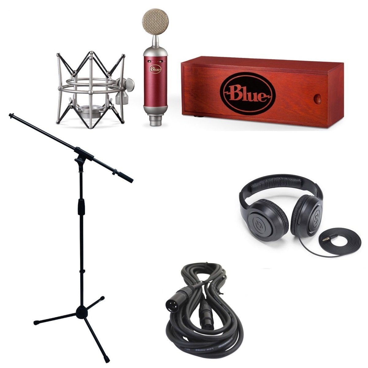 Blue Spark Microphone Bundle with Mic Boom Stand, XLR Cable and Studio